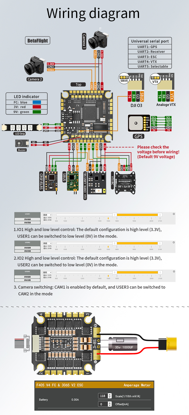 Aocoda-RC F465 V4 Stack F405 V4 3065AM32 65A 4in1ESC 30x30mm 3-8S for ...