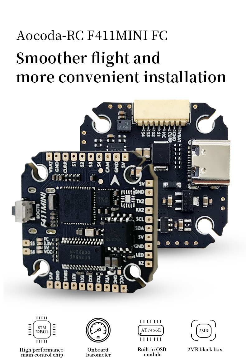 Aocoda-RC F411MINI Flight Controller OSD Barometer 2MB Black Box ...