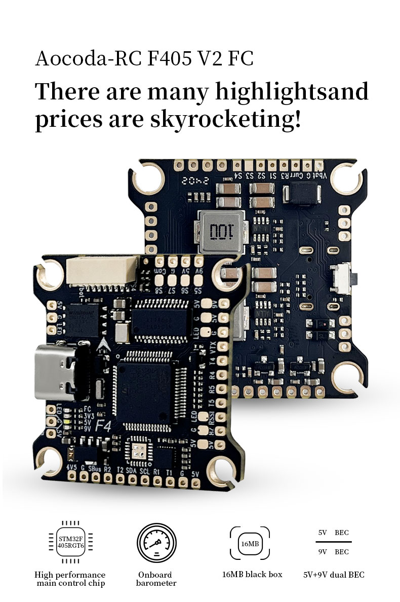 Aocoda-RC F405 V2 Flight Controller MPU6000/MPU6500 OSD Baro BalckBox ...
