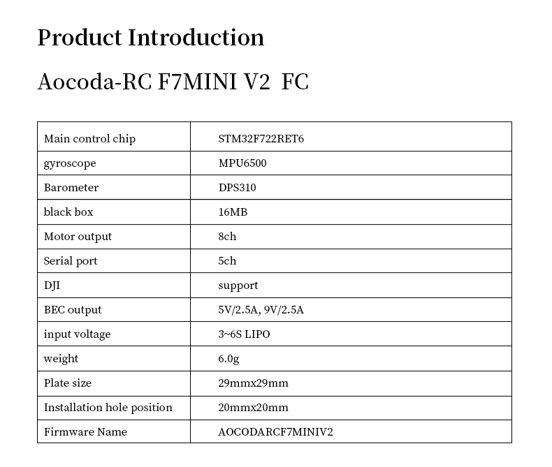 Aocoda-RC F722MINI V2 Flight Controller MPU6500 OSD Barometer 16M ...